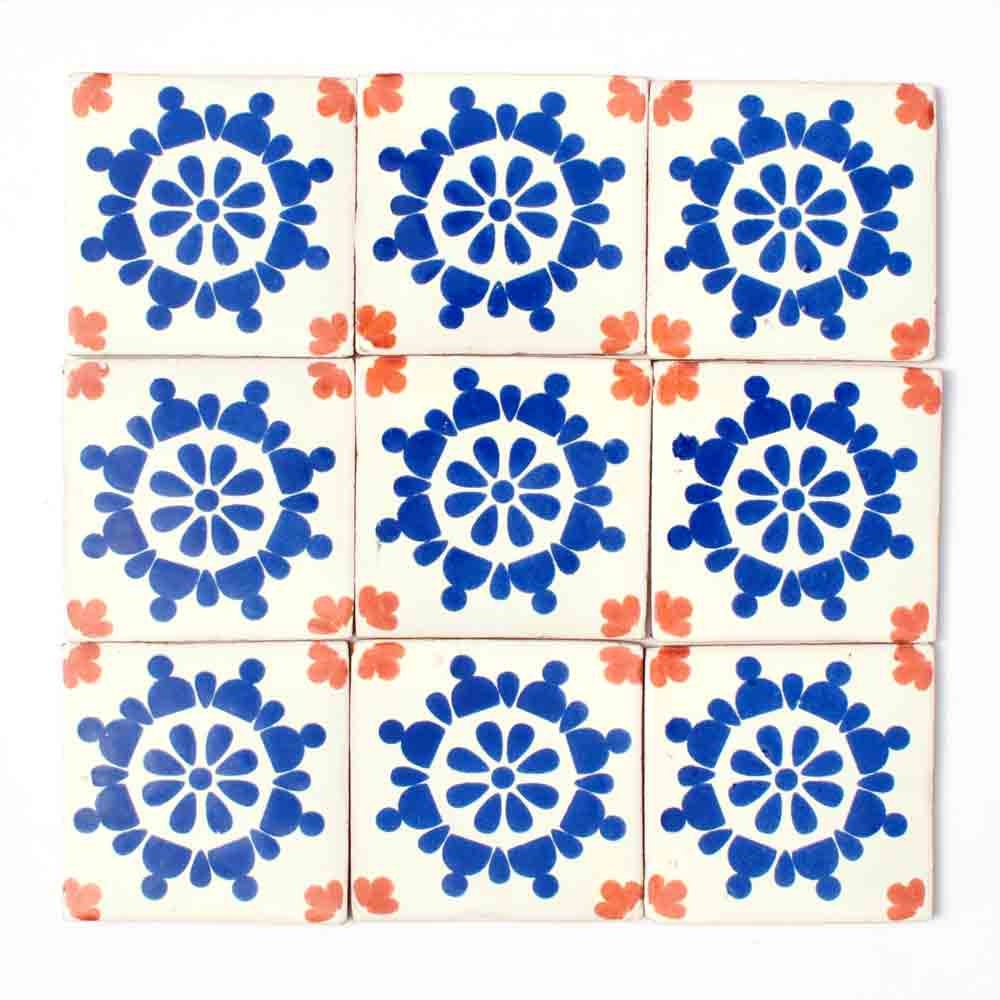 Sample Rocio Blue and Terracotta Hand Made Glaze Terracotta Wall Tiles ...