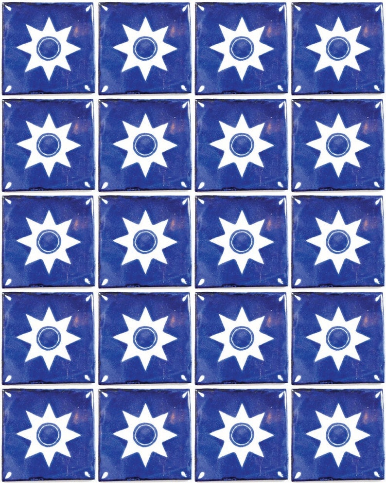 Sample - Star Hand Made Glazed Terracotta Wall Tiles 105mm X 105mm ...
