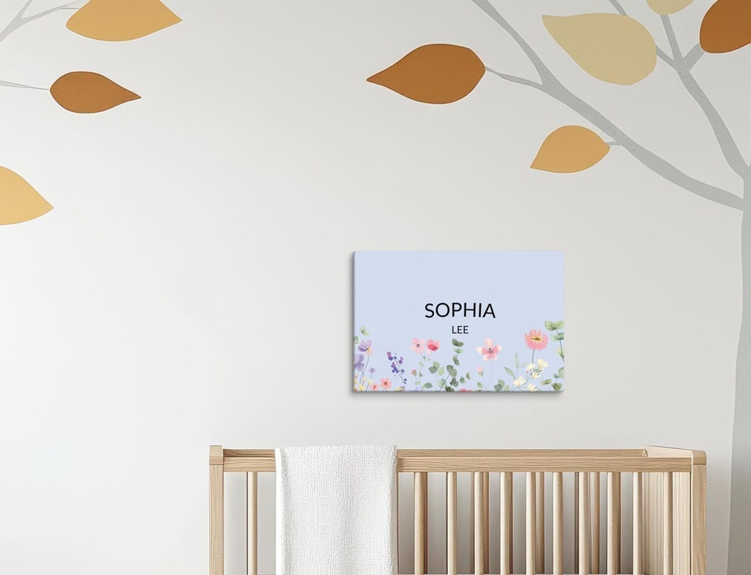 Nursery Custom Baby Name Decor Canvas, Baby Name Canvas, Baby Shower ...
