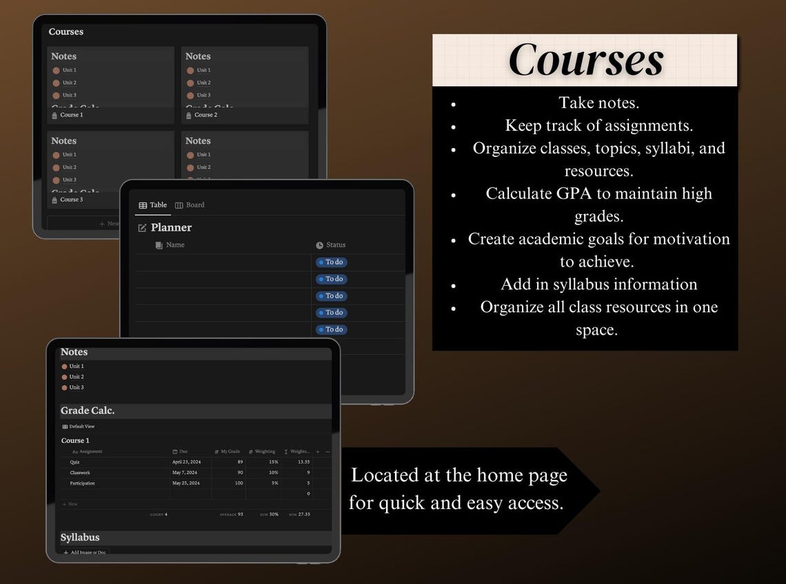 Notion Student Planner Notion Dashboard Template Notion Planner ...