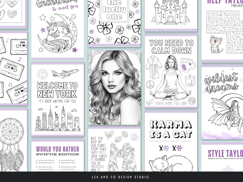 Printable Coloring Pages Taylor Swift Inspired Coloring Book for Kids ...