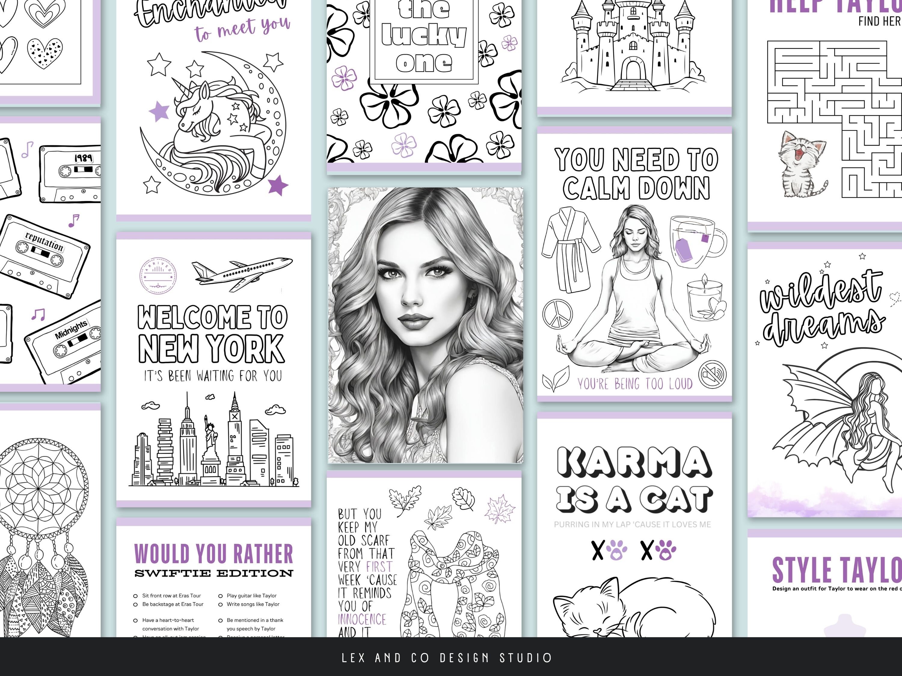 Printable Coloring Pages Taylor Swift Inspired Coloring Book for Kids ...