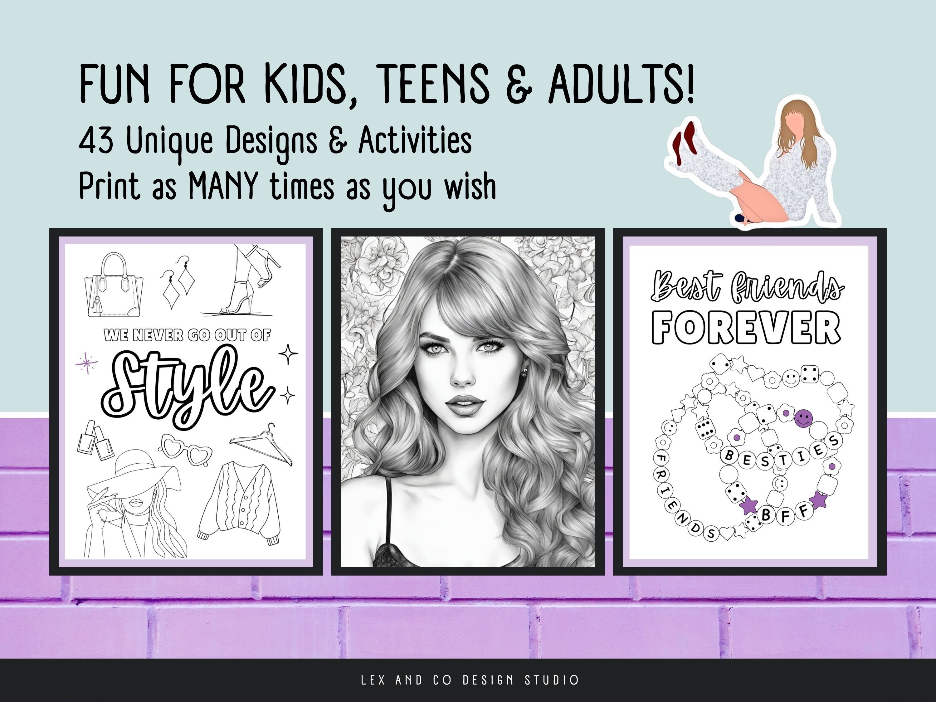 Printable Coloring Pages Taylor Swift Inspired Coloring Book for Kids ...