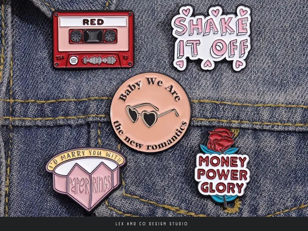 RARE: Taylor Swift Enamel Pins 5 Piece Set Red Shake It off New ...