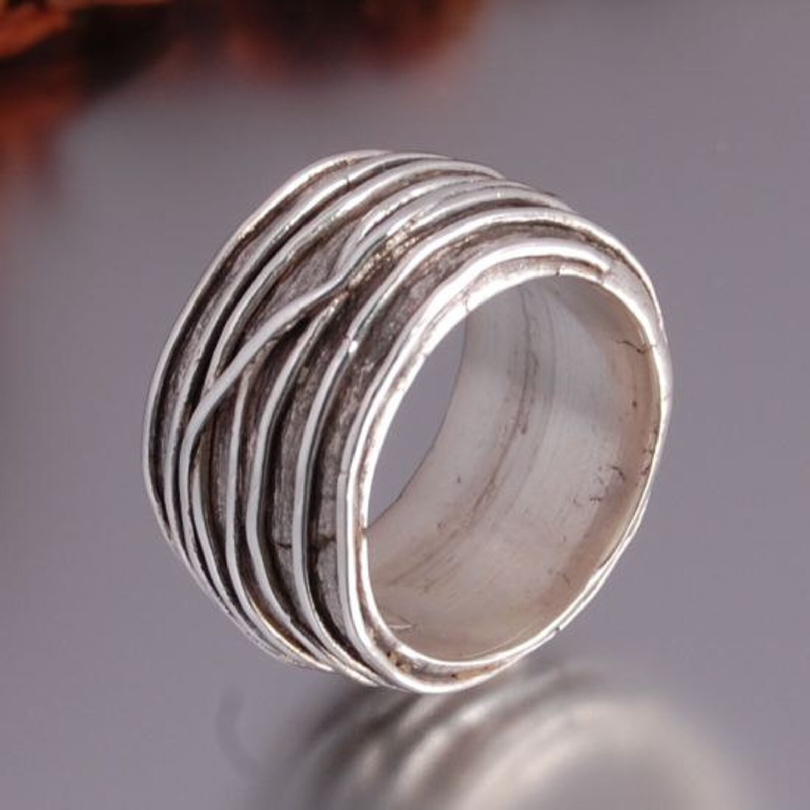 Silver Threads Ring - Etsy
