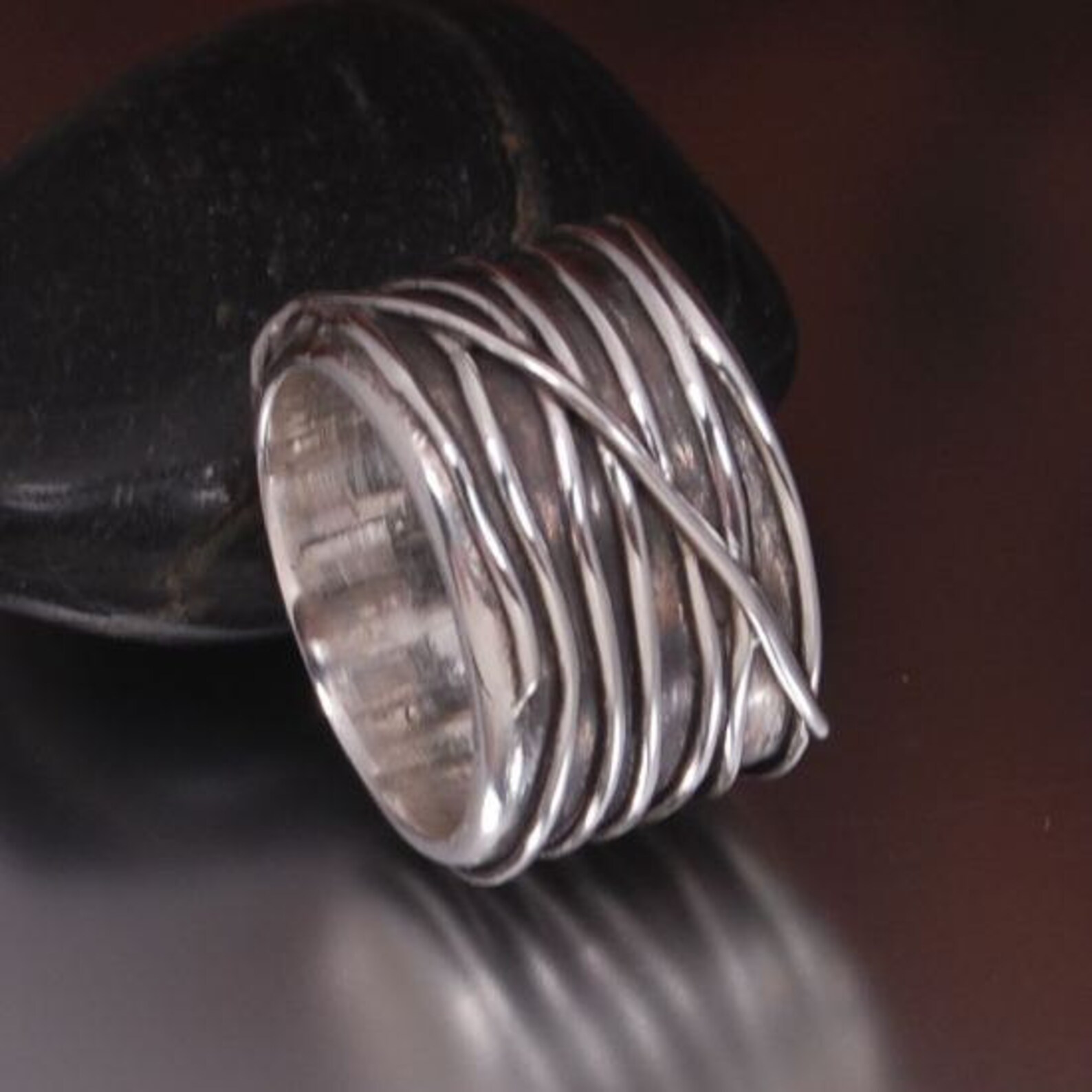 Silver Threads Ring - Etsy