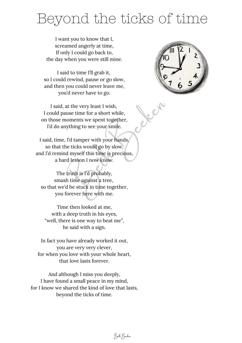 Sympathy Poem, Beyond the Ticks of Time, Loss of a Partner, Loss of a ...