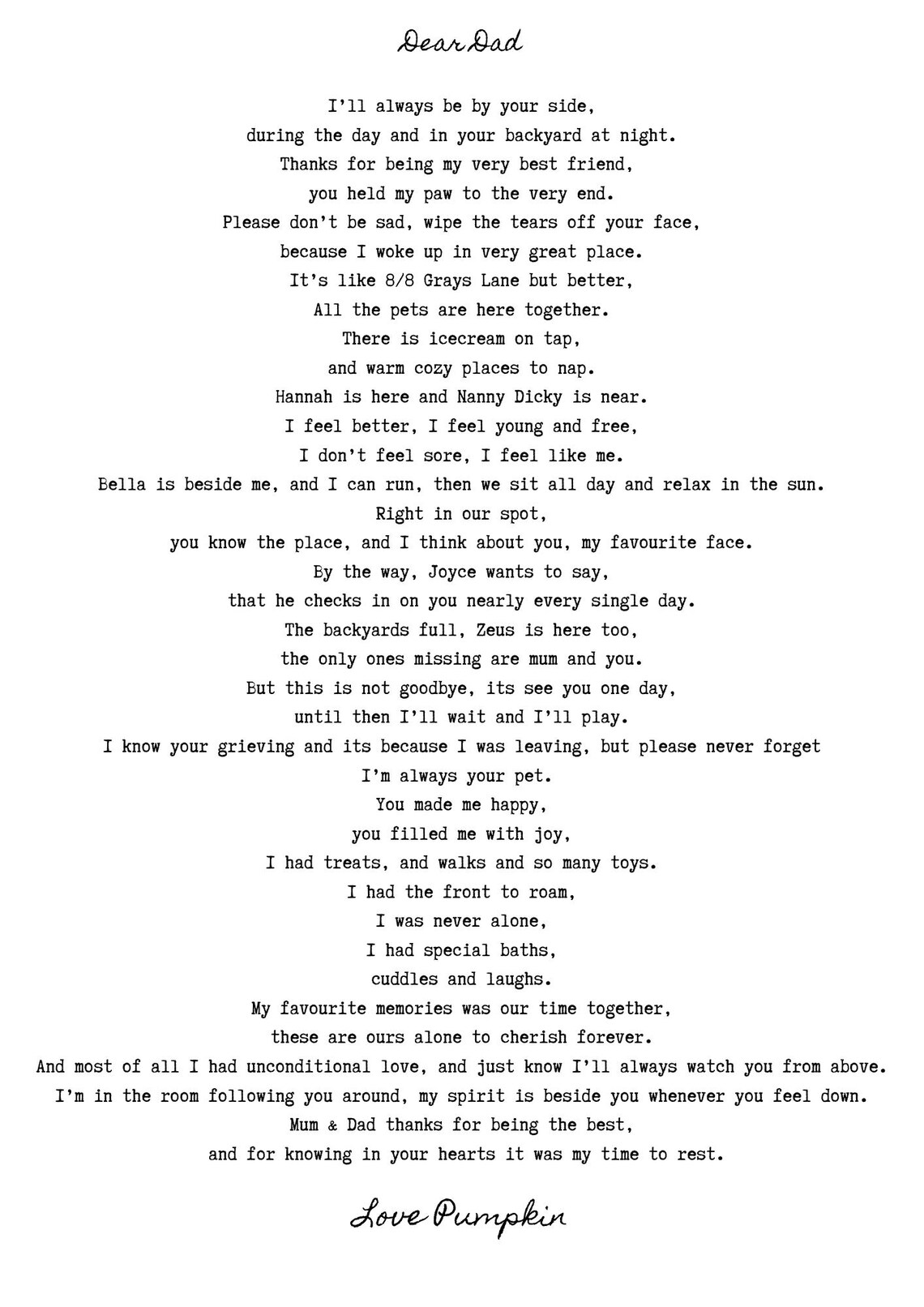 Dog Memorial Poem, Grief Poem for Dog Passing, DIGITAL Download ...
