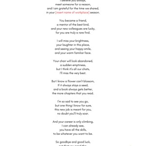 Goodbye and Goodluck Poem,colleague, Editable Template, Canvas Template ...