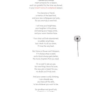 Goodbye and Goodluck Poem,colleague, Editable Template, Canvas Template ...