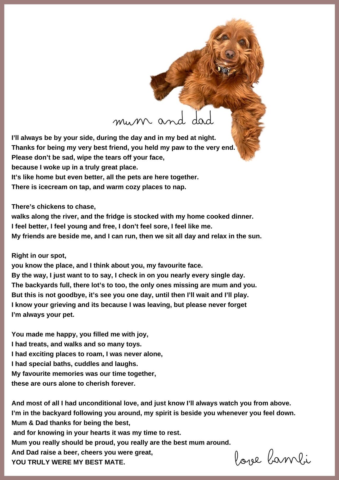 Dog Memorial Poem, Grief Poem for Dog, DIGITAL DOWNLOAD, Gift - Etsy