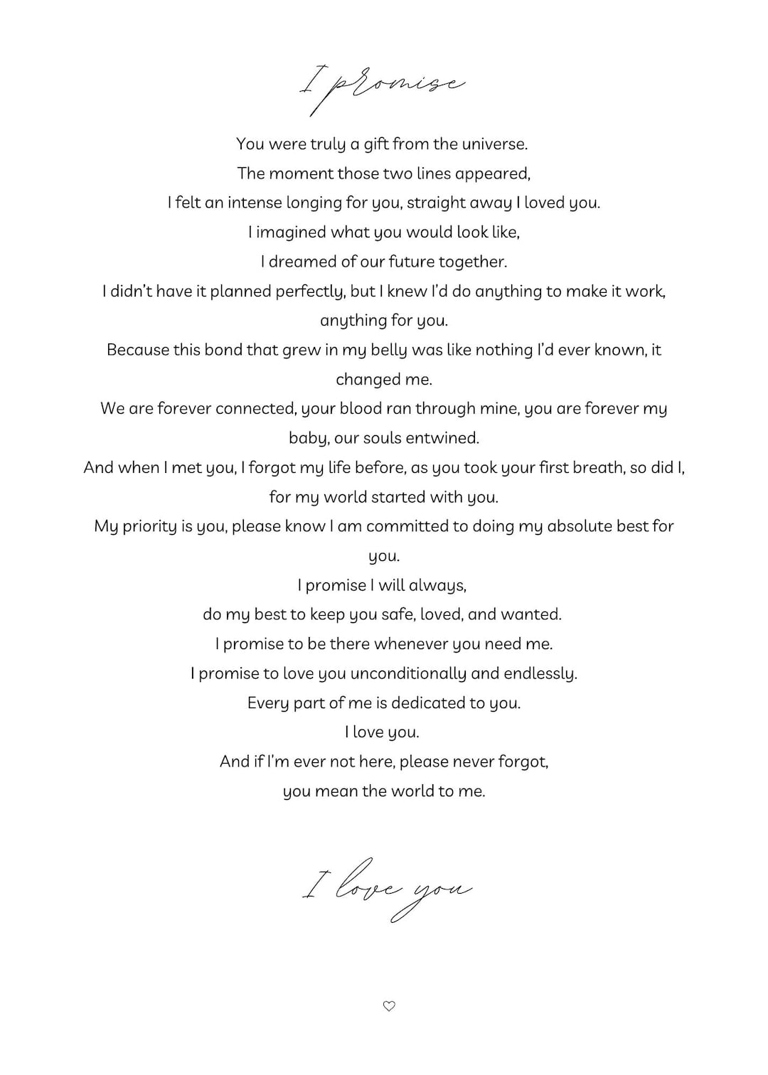 I Promise Poem, Newborn Gift, Poetry, Baby, Poetry - Etsy