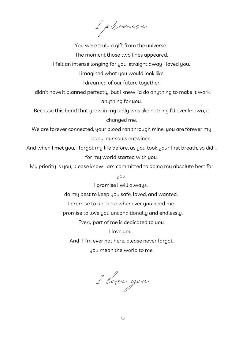 I Promise Poem, Newborn Gift, Poetry, Baby, Poetry - Etsy