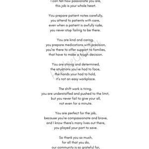 Thank You Nurses, Nurse Appreciation Poem, Thank You Nurse, Gift for ...