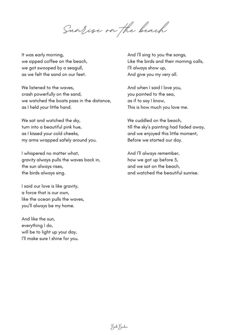 Sunrise on the Beach Poem - Etsy