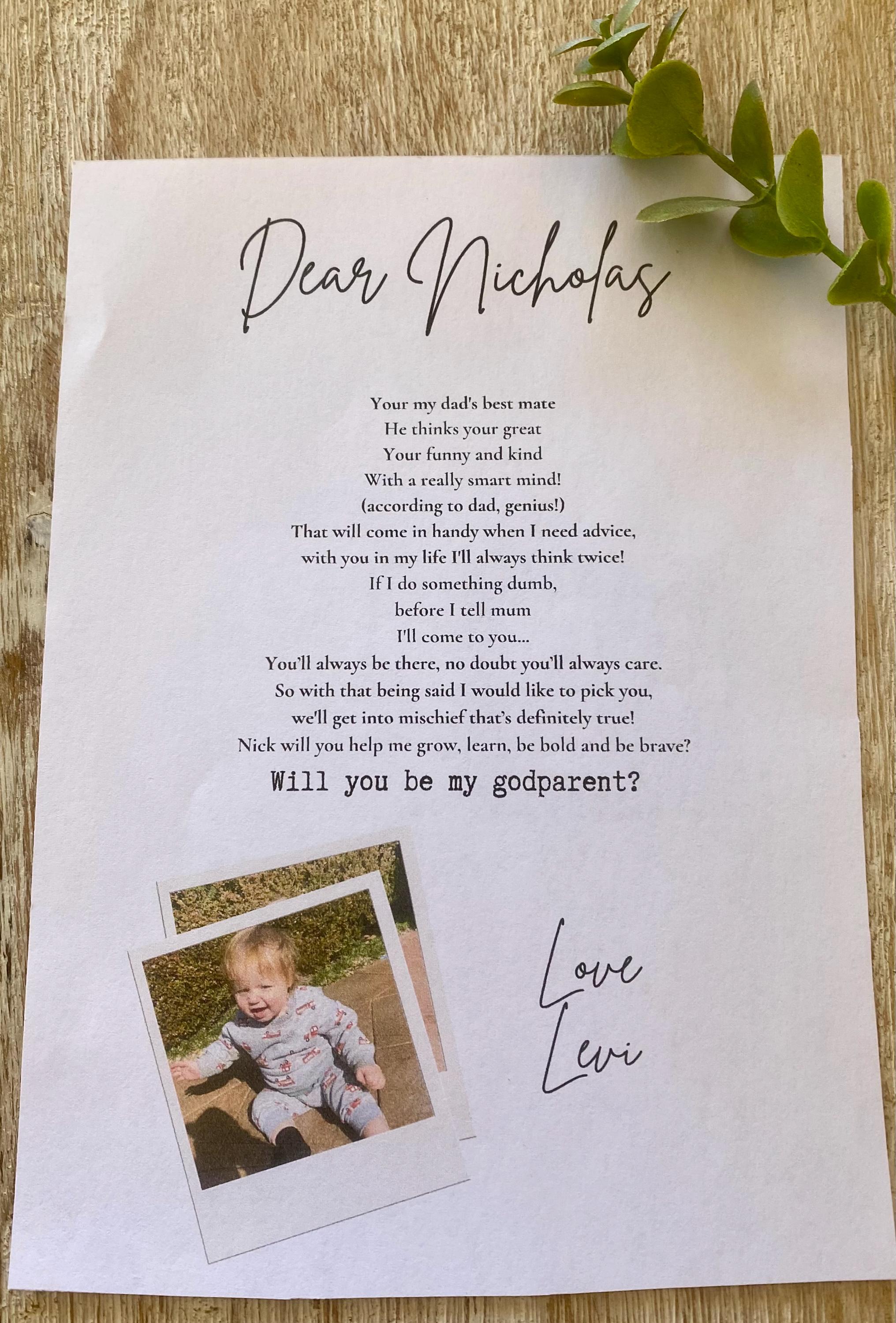 Will You Be My Godfather Proposal Card, Godparent Proposal Dard ...