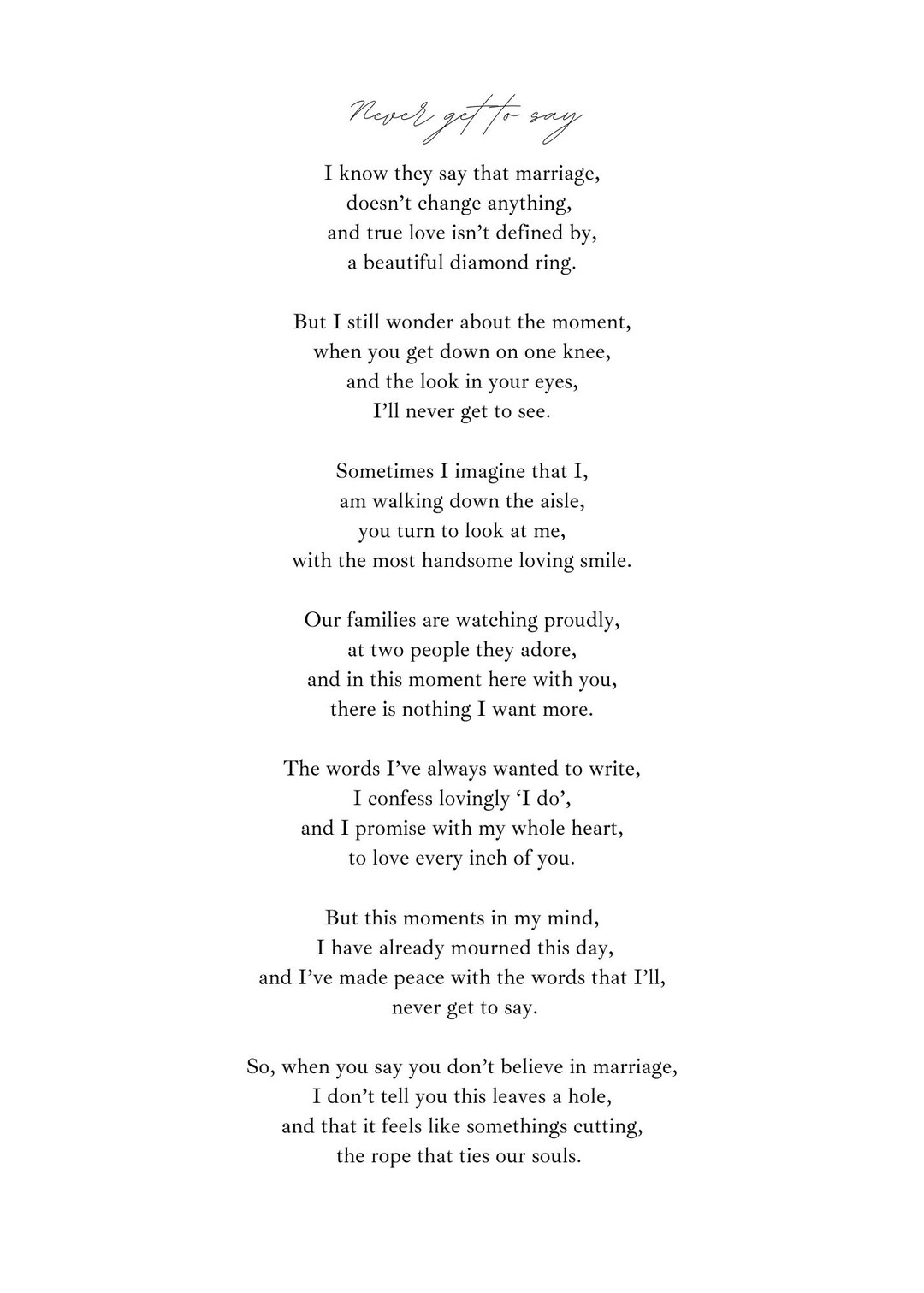 Never Get to Say Poem - Etsy