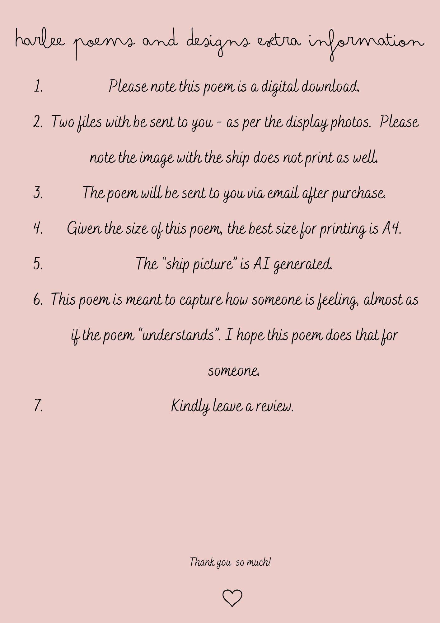 Sympathy Poem, a Sinking Ship, My Map, DIGITAL DOWNLOAD, Loss of a ...