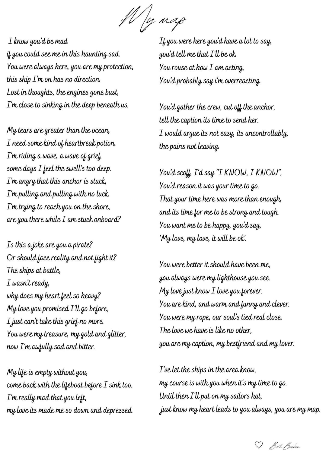 Sympathy Poem, a Sinking Ship, My Map, DIGITAL DOWNLOAD, Loss of a ...