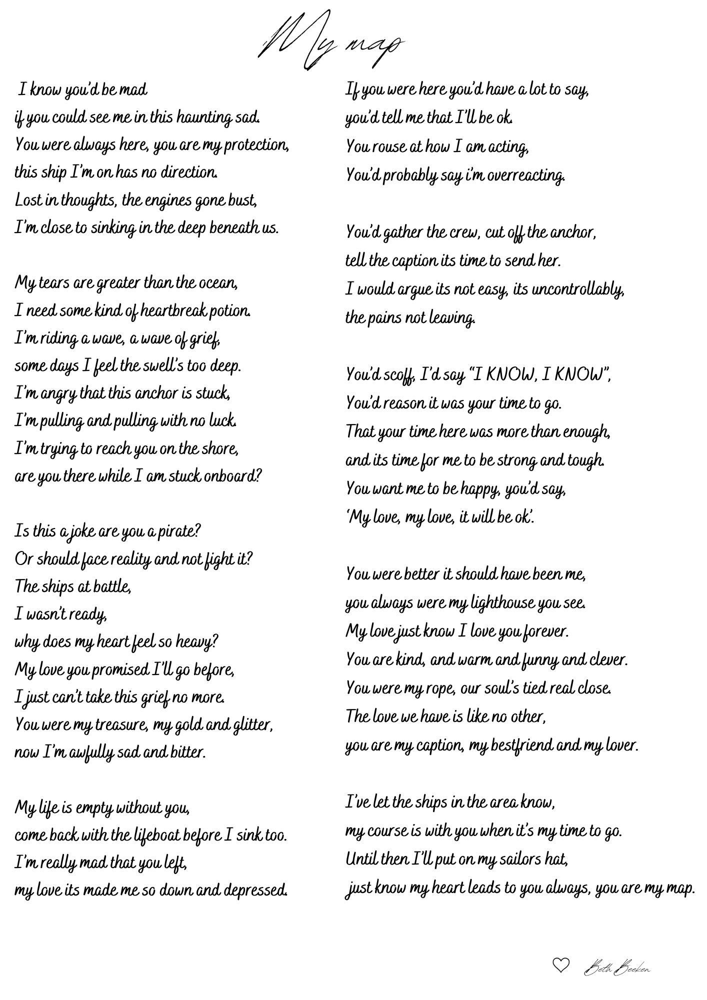 Sympathy Poem, a Sinking Ship, My Map, DIGITAL DOWNLOAD, Loss of a ...