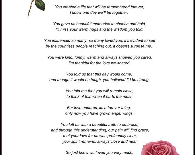 Bereavement Poem, Bereavement Gift, Remembrance Print Poem, Sympathy ...