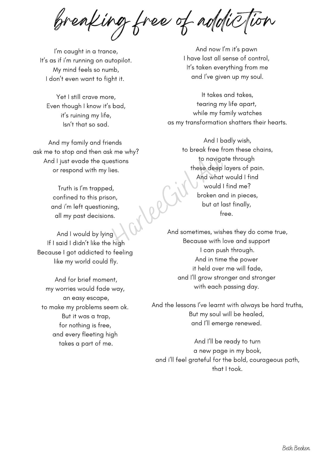 Breaking Free of Addiction Poem, Sobriety Poem - Etsy