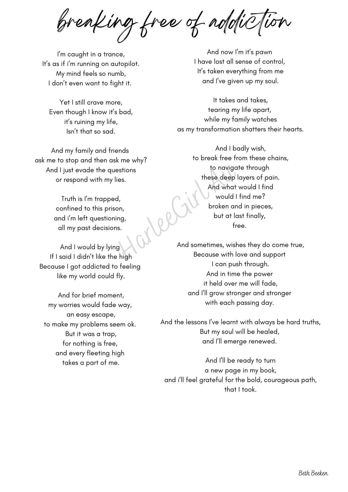 Breaking Free of Addiction Poem, Sobriety Poem - Etsy