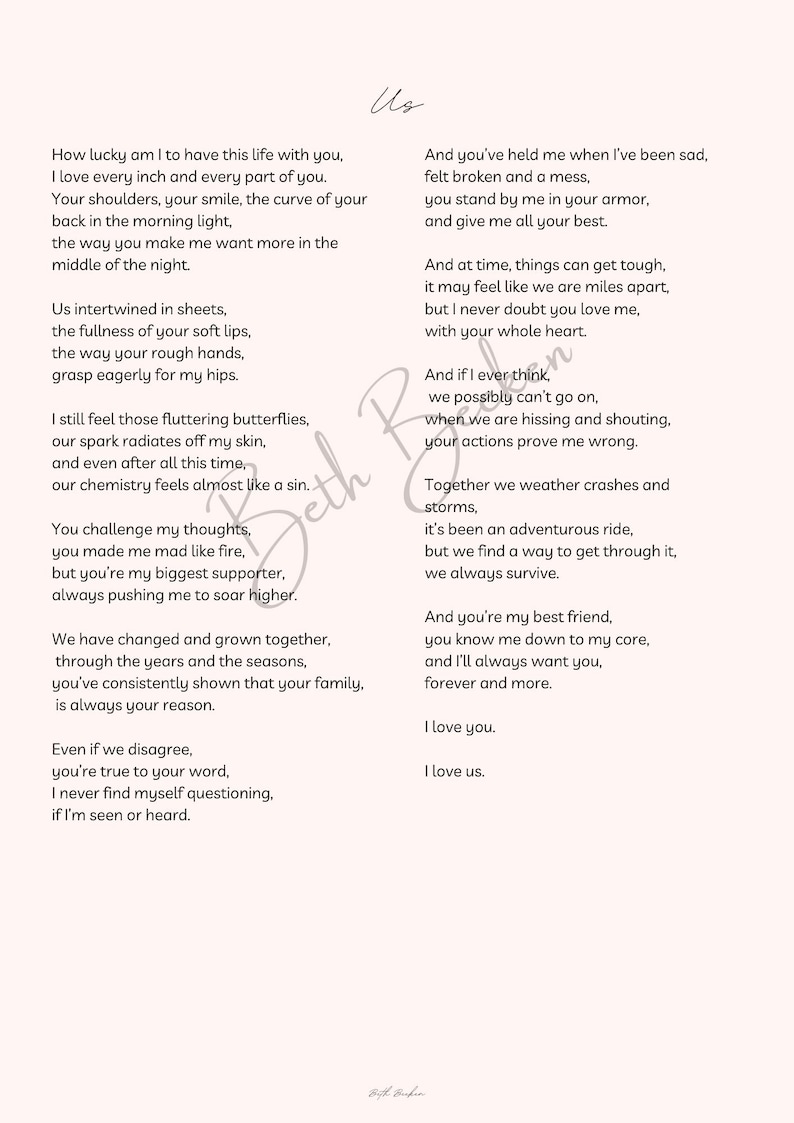 Us a Love Poem, Love Poem, Anniversary Poem, Poem for Partner, Poem for ...