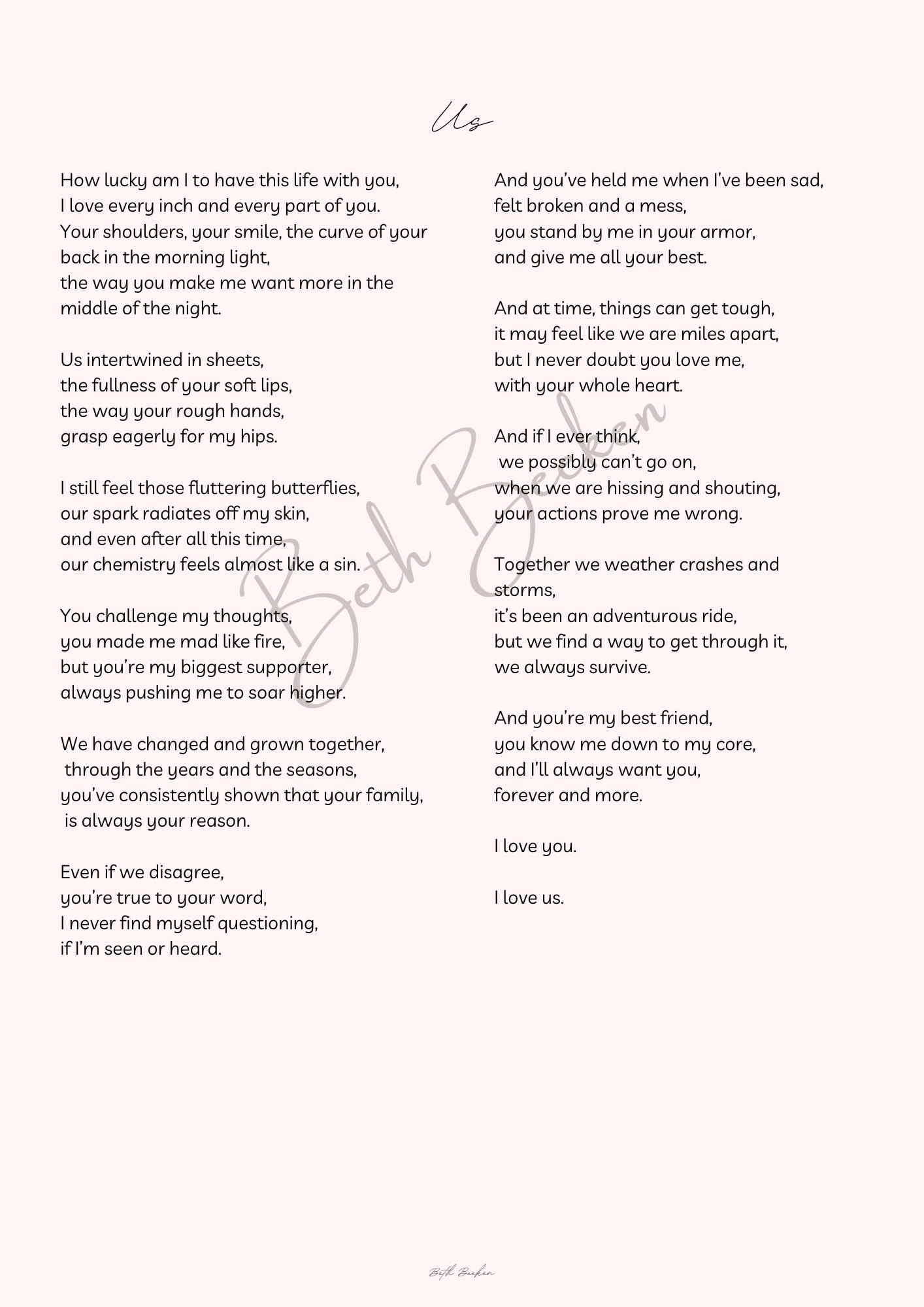 Us a Love Poem, Love Poem, Anniversary Poem, Poem for Partner, Poem for ...