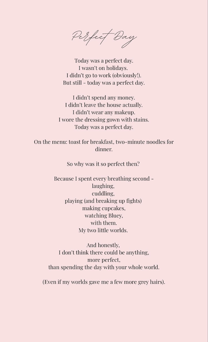 Perfect Day Poem - Etsy