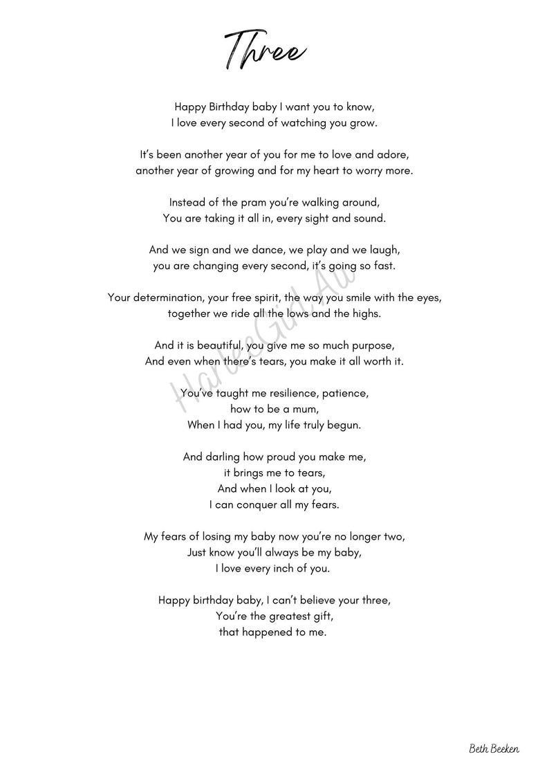 Three, Poem for a Three Year Old, Three Year Old Birthday Poem, Third ...