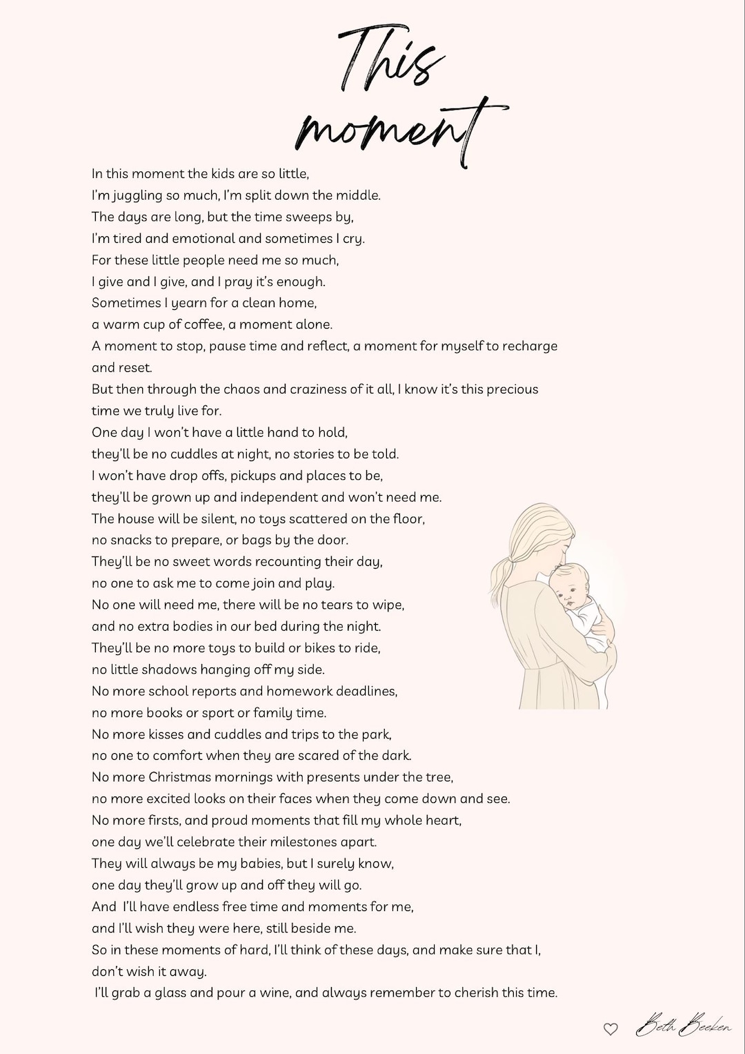 This Moment, Poem About Motherhood, Motherhood Support. - Etsy