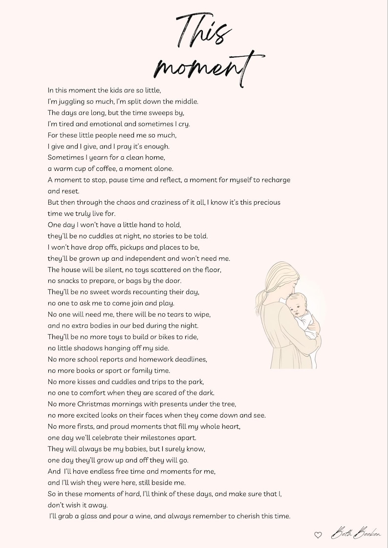 This Moment, Poem About Motherhood, Motherhood Support. - Etsy
