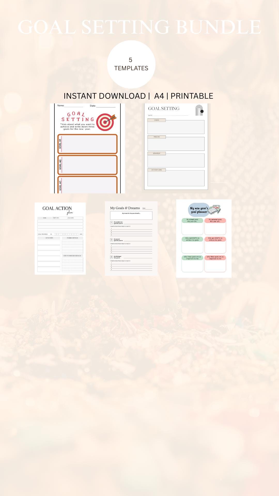 Goal Setting Template Printable Goal Planner PDF Personal Development ...
