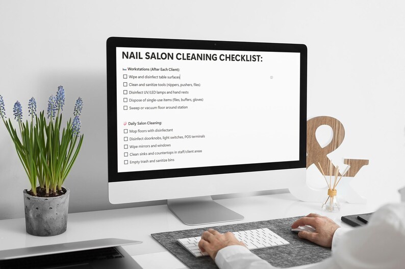 Nail Salon Cleaning Checklist Template Printable Spa Sanitation ...