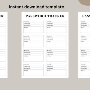 Password Tracker Printable Digital Password Log Password Organizer ...