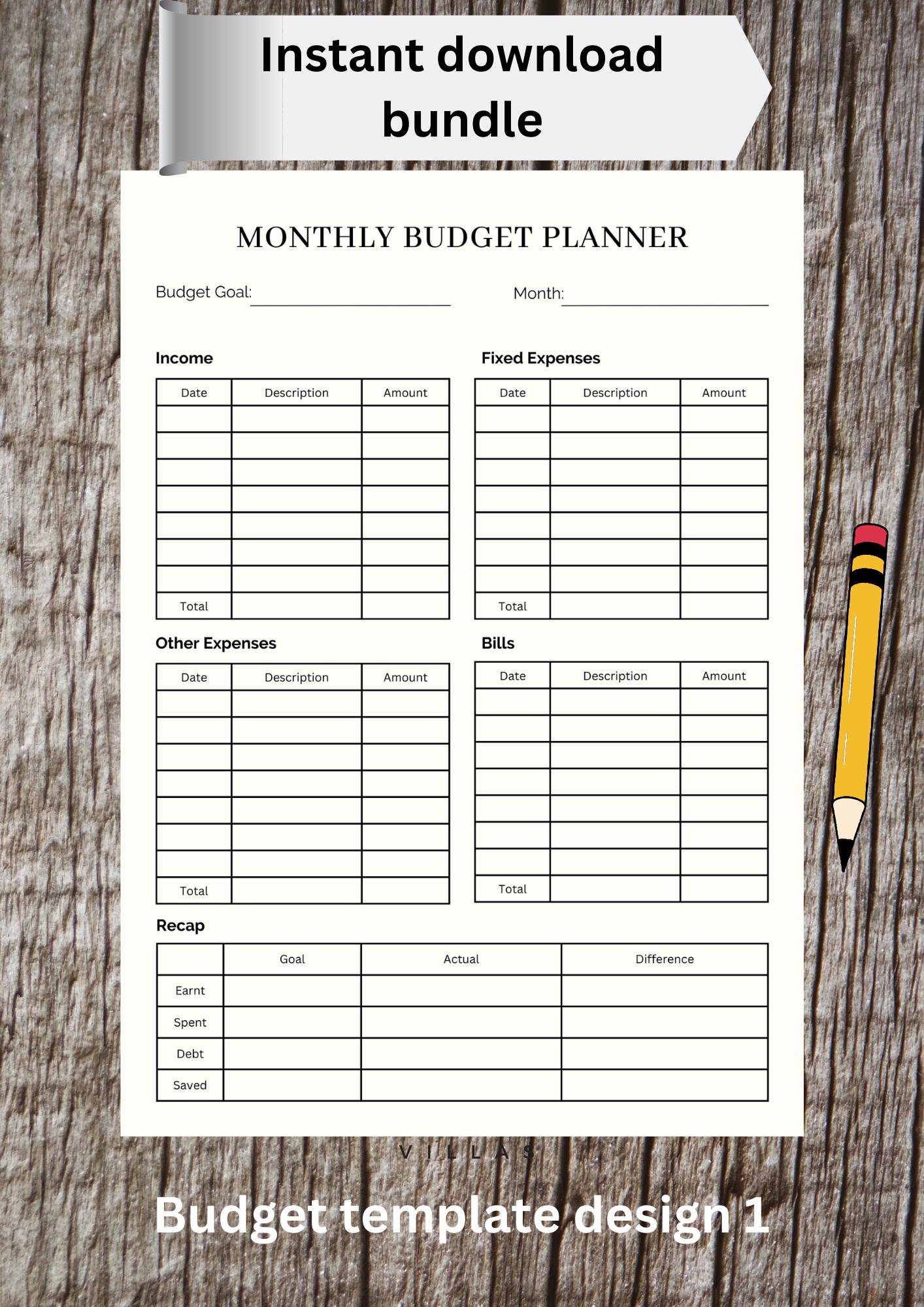 Budget Planner Printable Monthly Financial Planner Expense Tracker ...