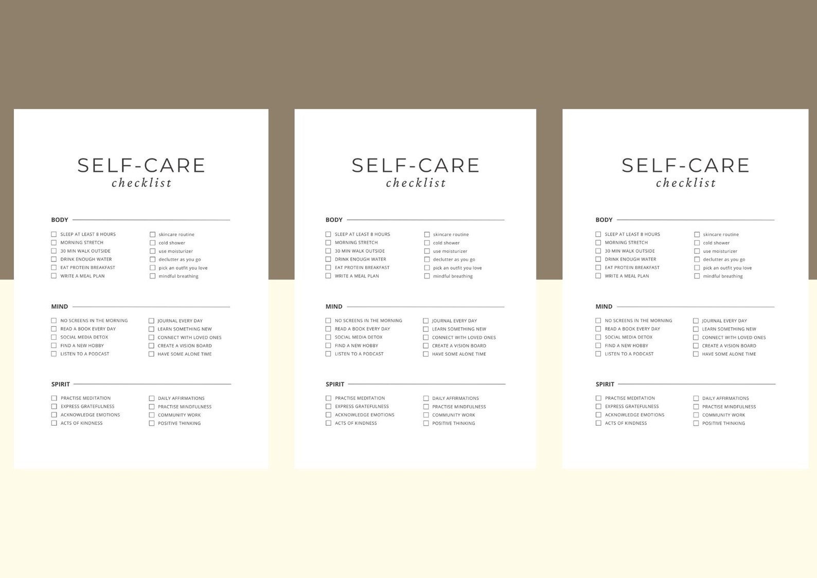 Self Care Checklist Daily & Weekly Wellness Planner Mental Health ...