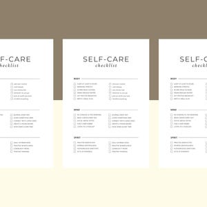 Self Care Checklist Daily & Weekly Wellness Planner Mental Health ...