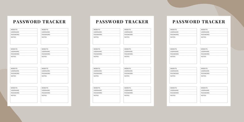Password Tracker Printable Digital Password Log Password Organizer ...