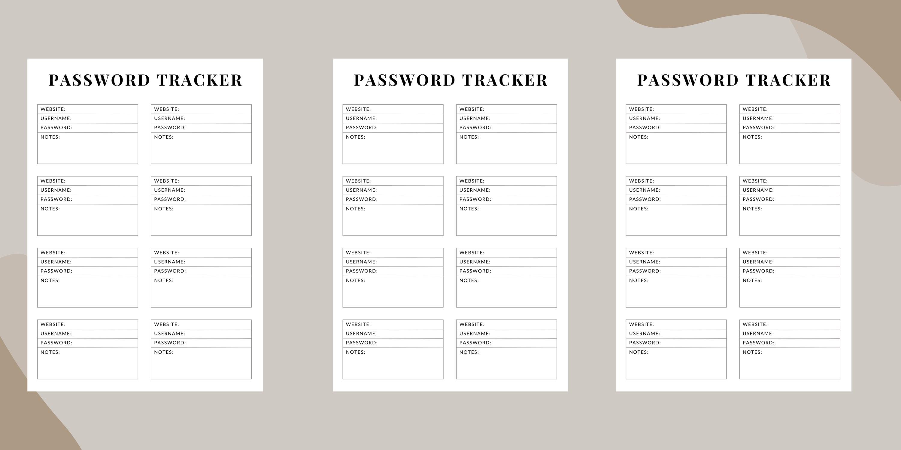 Password Tracker Printable Digital Password Log Password Organizer ...