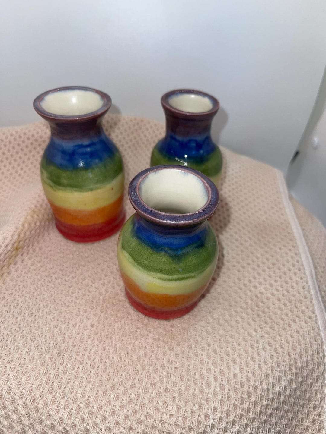 Set of Three Rainbow Bud Vases - Etsy