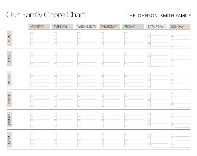 Chore Chart for Kids, Cleaning Checklist, Chore Chart Printable ...