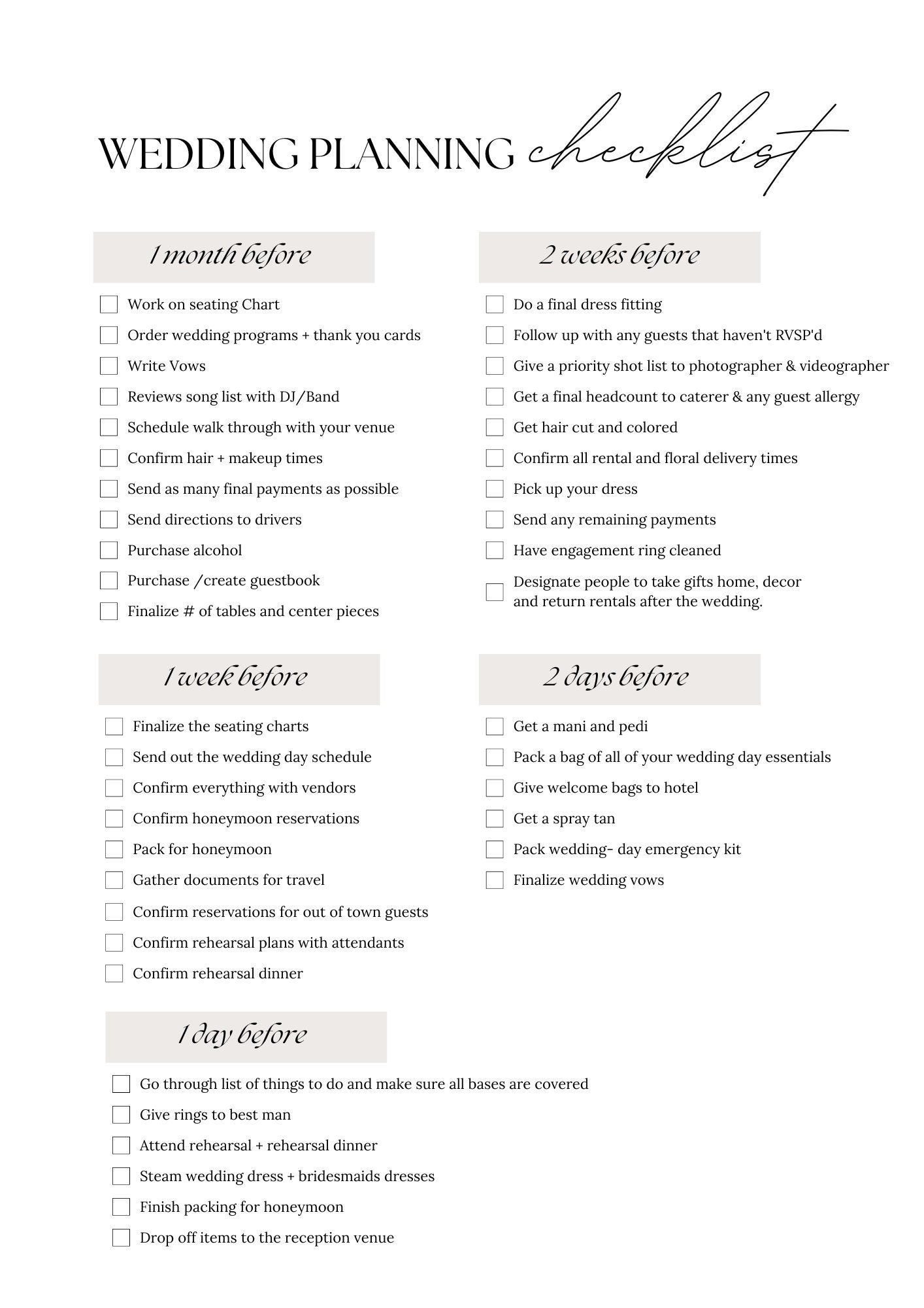 Wedding Checklist,wedding Venue Checklist,wedding Planner Checklist ...