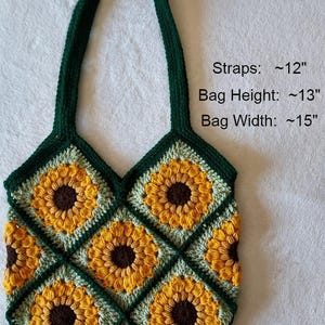 Crochet Sunflower Granny Square Bag - Etsy