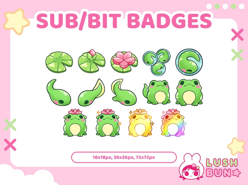 Twitch Sub/bit Badges Pack 14pcs | Frog Badges | Twitch Badges | Sub ...