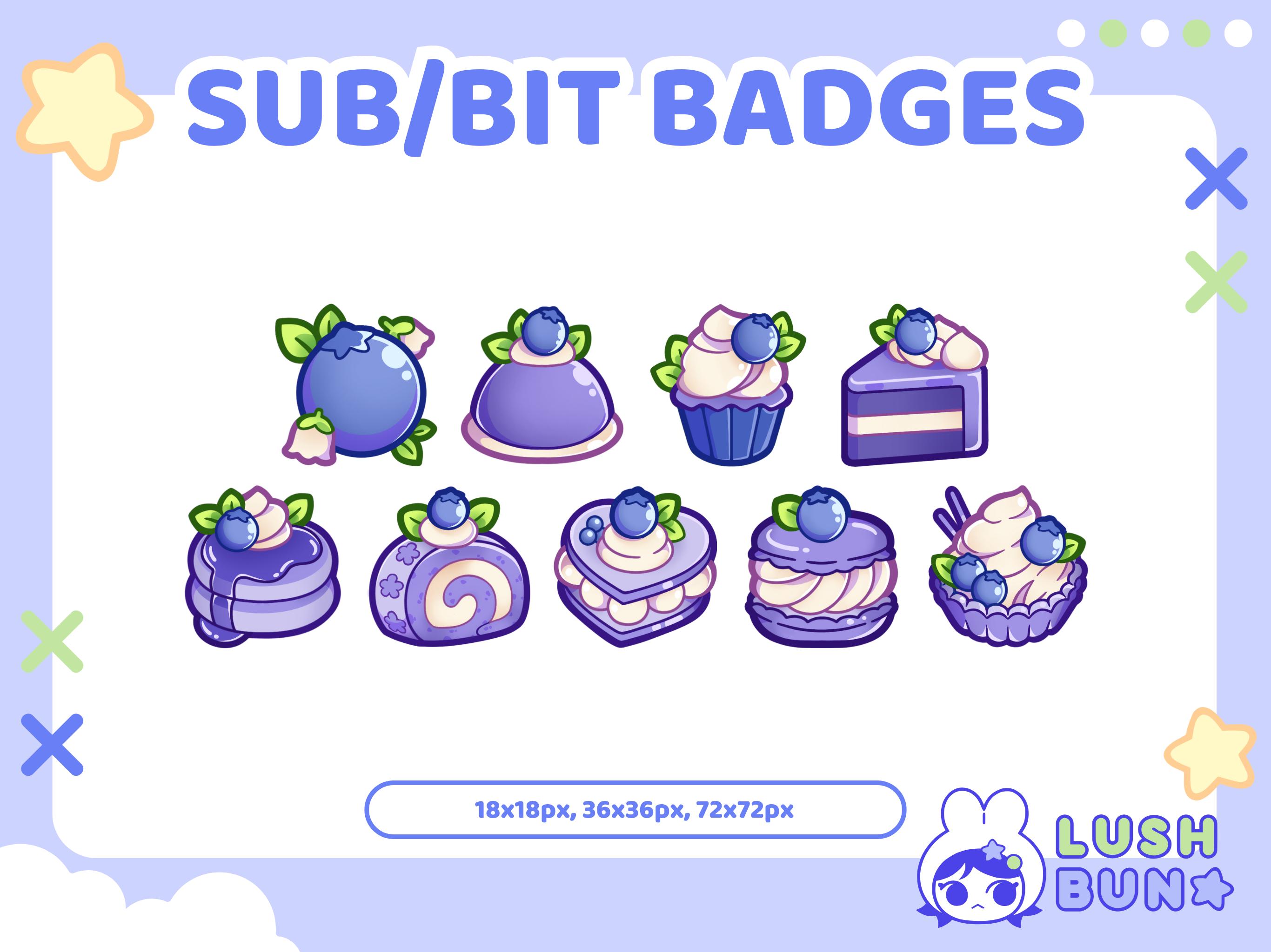 Blueberry Cafe Twitch Sub Badges | Cute Stream Bit Badges - Etsy