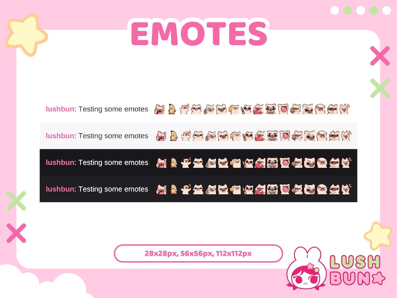 Siamese Cat Emotes | 16 Pack | Twitch & Discord | Kawaii Stream Emoji ...