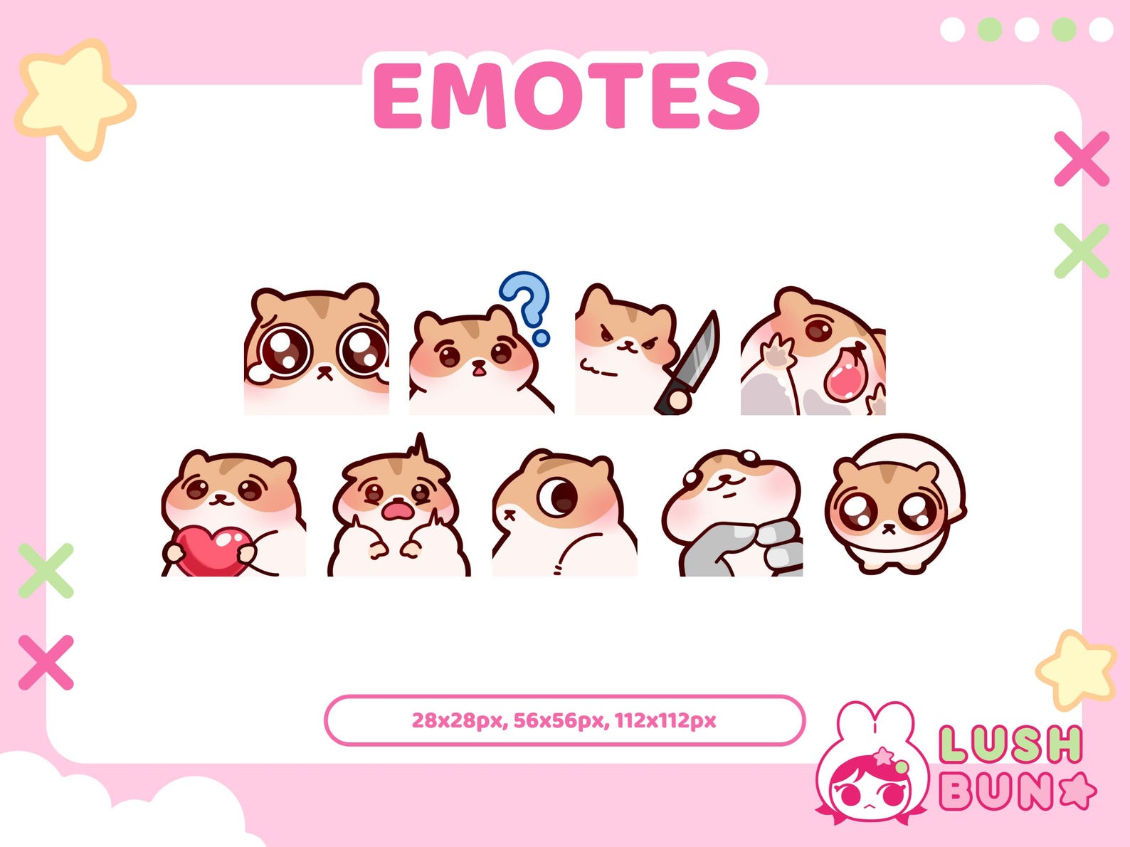 Hamster Emotes | 9 Pack | Twitch & Discord | Kawaii Stream Emoji Pack ...