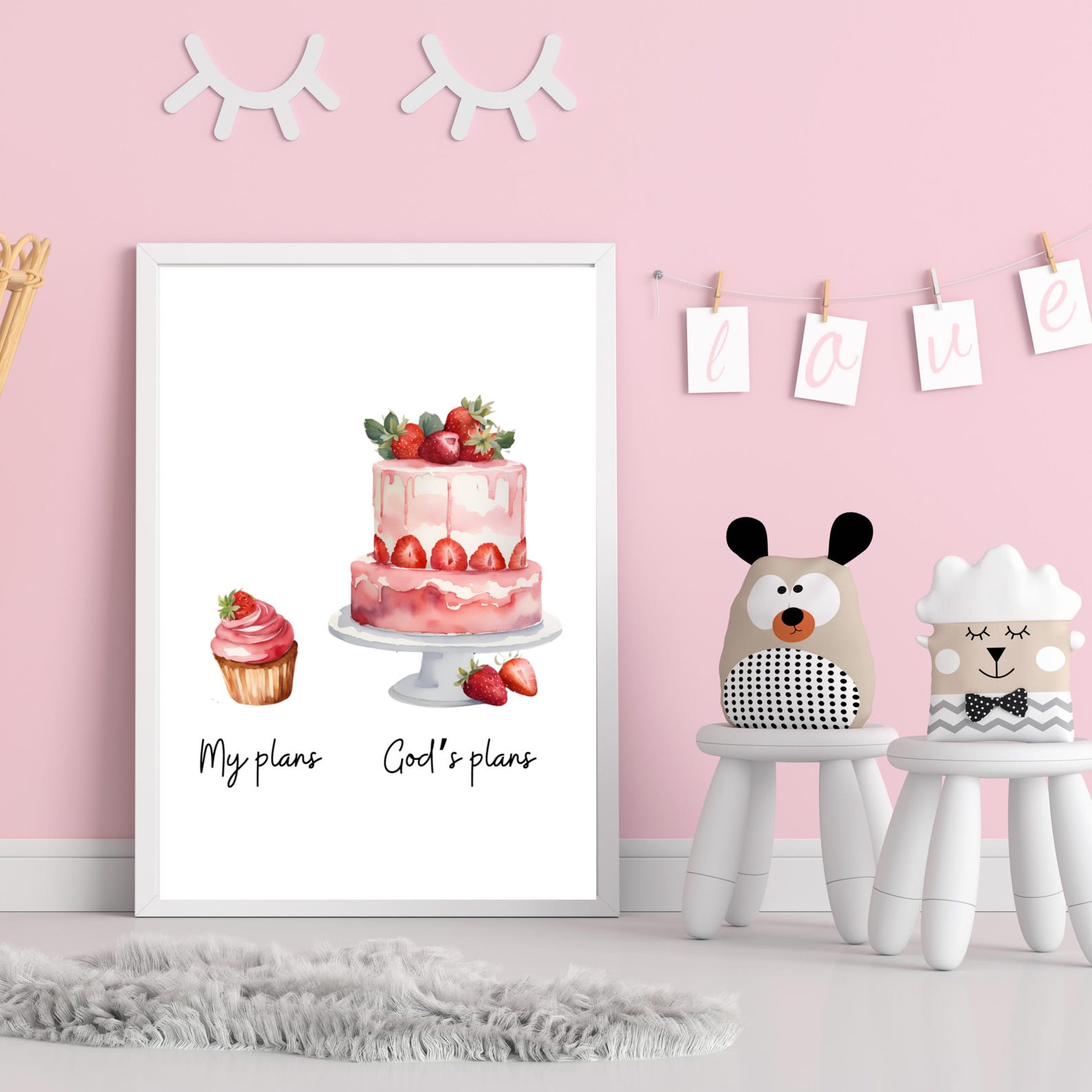 My Plans Vs God's Plans Pastel Bakery Dessert Christian Girls Wall Art ...